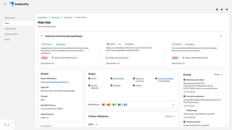 PatternFly • Dashboard