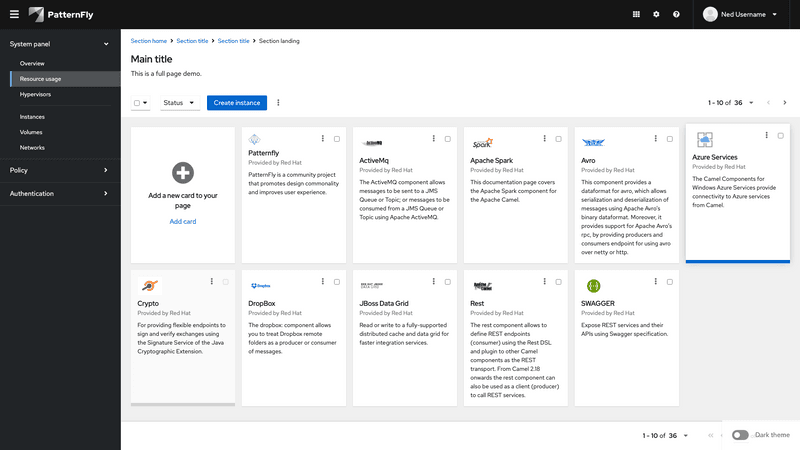 PatternFly • Card view