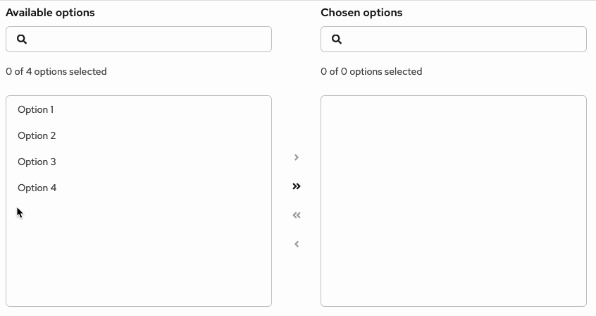PatternFly • Dual list selector