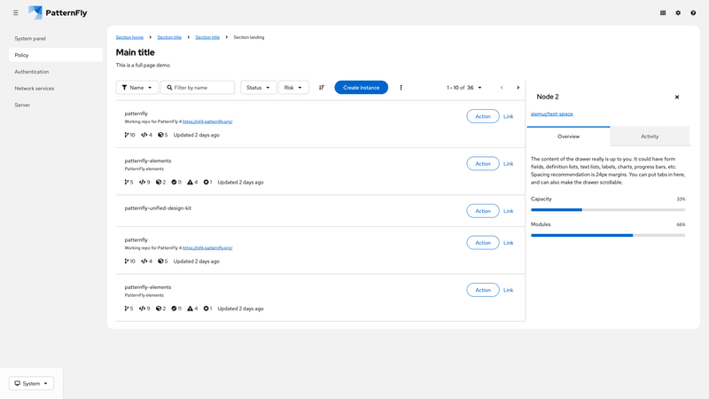 PatternFly • Primary-detail